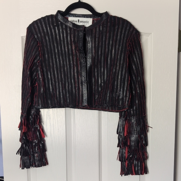caban romantic | Jackets & Coats | Caban Romantic Black And Red Leather ...